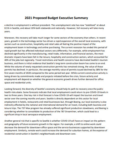10+ Budget Summary Examples [ Federal, Union, Narrative ] | Examples