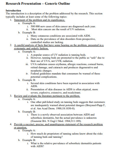 Presentation Outline 10 Examples Format Sample Examples