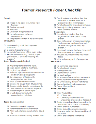 Research Paper Checklist - 10+ Examples, Format, Pdf | Examples