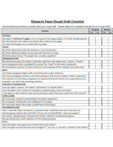 Research Paper Checklist - 10+ Examples, Format, Pdf | Examples