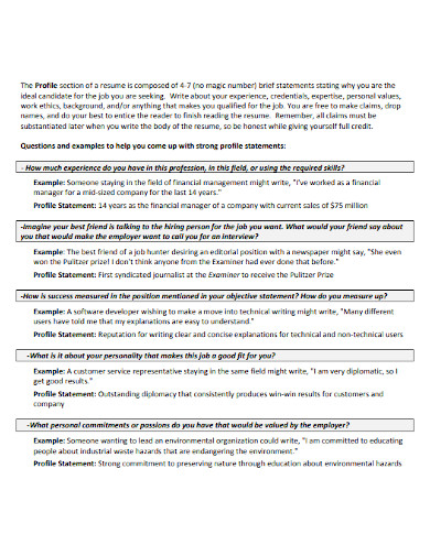 Resume Summary Statement - 10+ Examples, Format, Sample | Examples