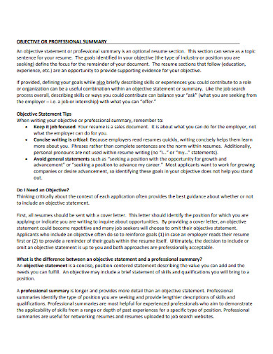 Resume Objective Statement - 9+ Examples, Format, Sample | Examples