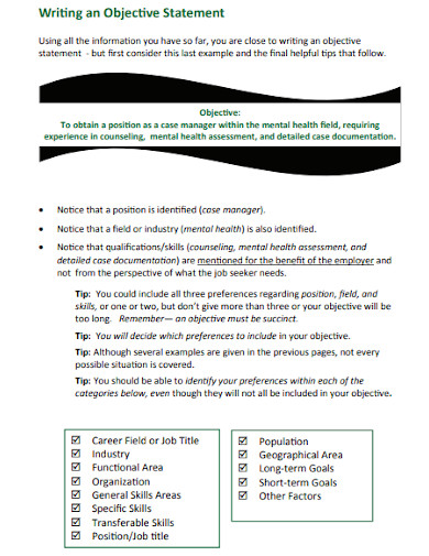 Resume Objective Statement - 9+ Examples, Format, Sample | Examples