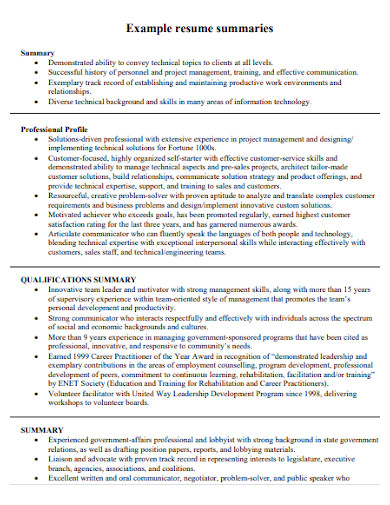 Resume Summary Statement - 10+ Examples, Format, Sample | Examples
