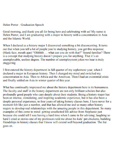 Graduation Thank You Speech - 10+ Examples, Format, Sample | Examples