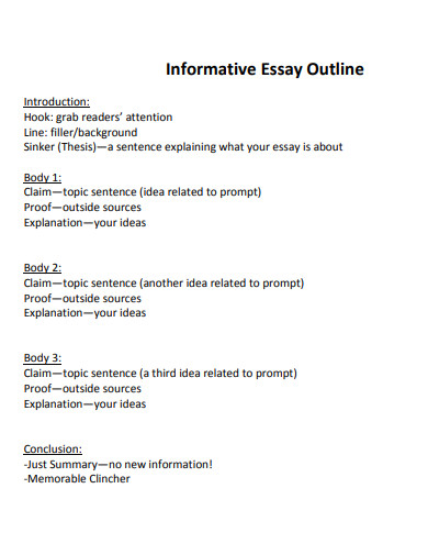 Informative Essay Outline - 6+ Examples, Format, Pdf | Examples
