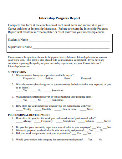 Internship Progress Report - 9+ Examples, Format, Pdf | Examples