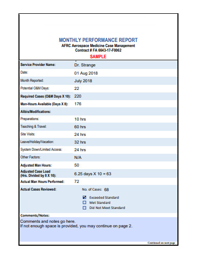 Monthly Performance Report 10 Examples Format Pdf Examples