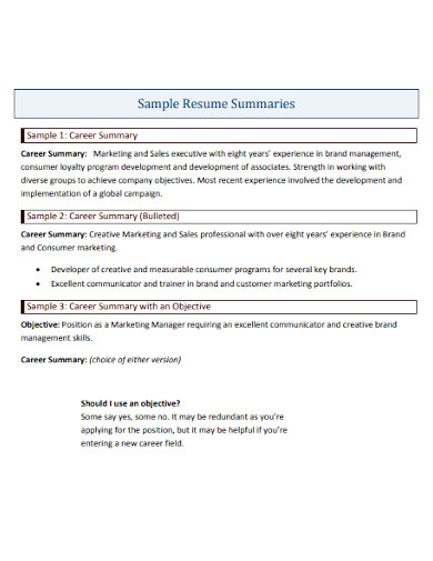 Resume Summary Statement - 10+ Examples, Format, Sample | Examples