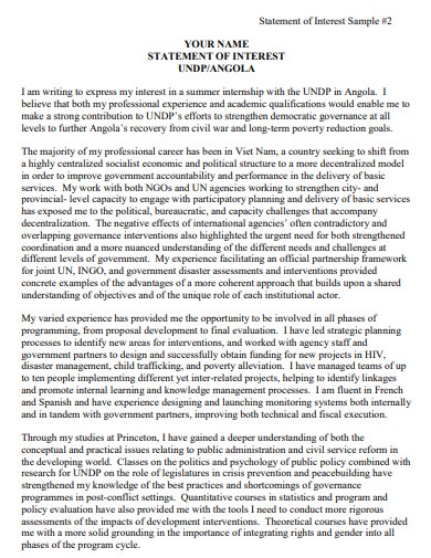 10+ Statements of Interest Examples [ Economic, Provincial, Financial ...