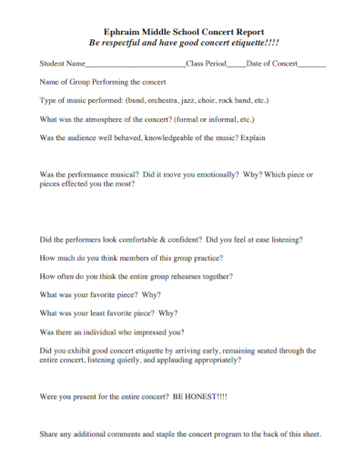 Concert Report - 10+ Examples, Format, Pdf | Examples
