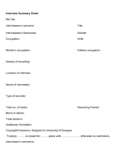 Interview Summary Sheet - 10+ Examples, Format, Pdf, Tips