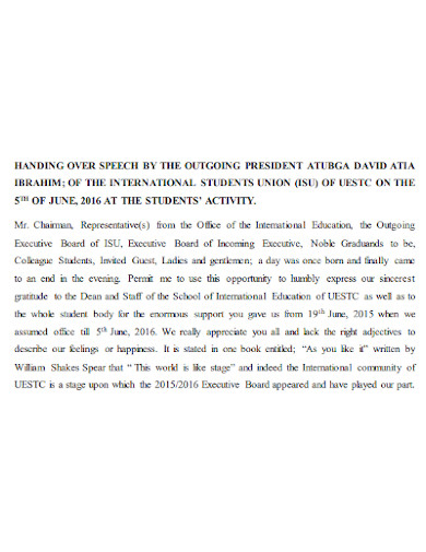 School President Speech - 10+ Examples, Format, Sample | Examples