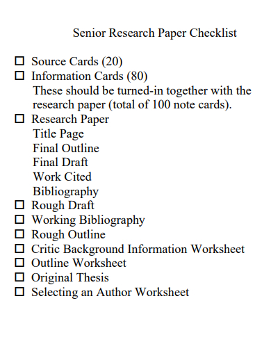 Research Paper Checklist - 10+ Examples, Format, Pdf | Examples