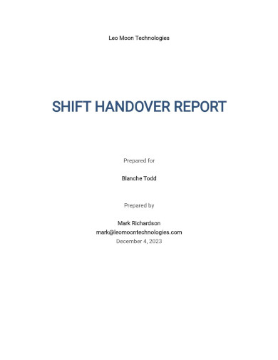 Shift Report - 10+ Examples, Format, Pdf | Examples