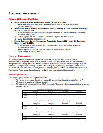 Academic Assessment - 10+ Examples, Format, Sample | Examples
