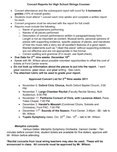 Concert Report - 10+ Examples, Format, Pdf | Examples