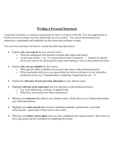 University Personal Statement - 9+ Examples, Format, Pdf | Examples