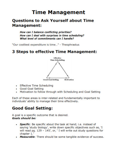 Time Management Goal - 10+ Examples, Format, Pdf | Examples