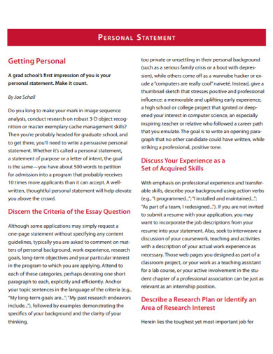 University Personal Statement - 9+ Examples, Format, Pdf | Examples