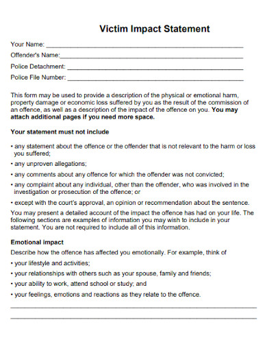 10 Victim Impact Statement Examples Powerful Victoria Definition 
