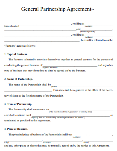 Partnership Agreement for a Cafe, Restaurant and Bakery - 8+ Examples ...