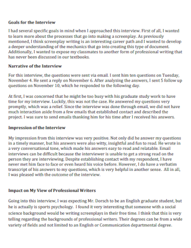 Job Interview Summary Examples Format Pdf Examples