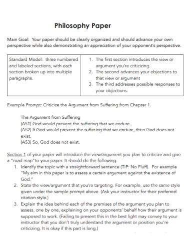 Philosophy Paper - 7+ Examples, Format, Pdf | Examples