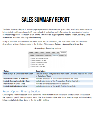 Sales Summary Report - 10+ Examples, Format, Pdf | Examples