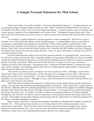 Medical School Personal Statement - 9+ Examples, Format, Pdf | Examples