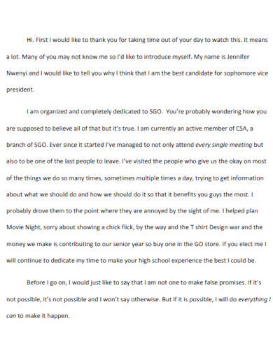 How To Introduce Yourself In A Campaign Speech Example Coverletterpedia