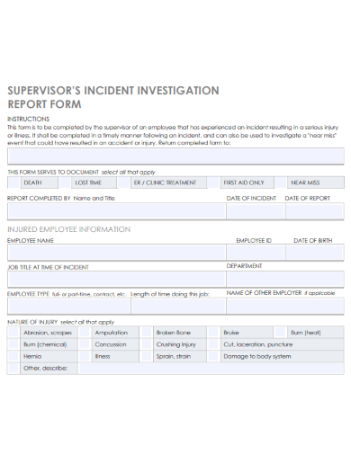 Incident Investigation Form - 8+ Examples, Format, Sample | Examples