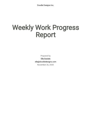 Work Progress Report - 9+ Examples, Format, Pdf | Examples