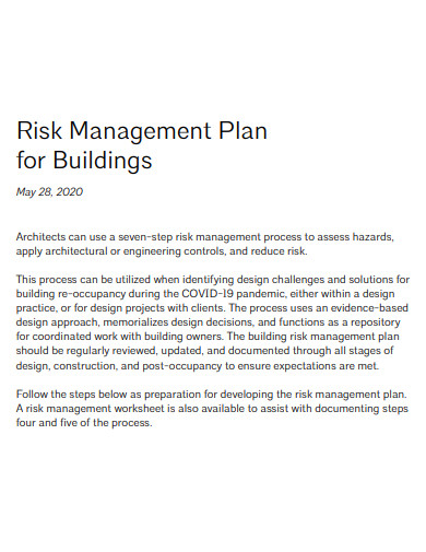 Risk Management Plan for Building - 6+ Examples, Format, Pdf | Examples