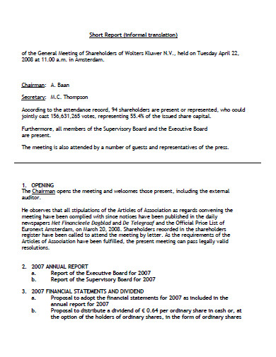 Short Business Report - 5+ Examples, Format, Pdf | Examples