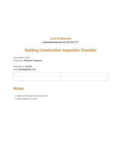 Construction Inspection Checklist - 10+ Examples, Format, Pdf | Examples