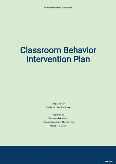 Classroom Intervention Plan - 4+ Examples, Format, Pdf | Examples
