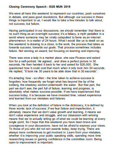 Conference Closing Ceremony Speech Sample Coverletterpedia