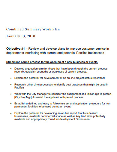 10+ Summary Work Plan Examples [ Project, Annual, Stages ] | Examples