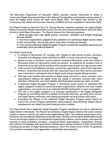 Community Needs Assessment Report - 10+ Examples, Format, Pdf | Examples