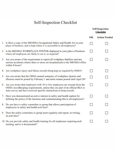 Self-Inspection Checklist - 10+ Examples, Format, Pdf | Examples