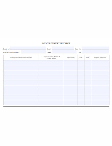 Estate Inventory List - Examples, Format, Pdf