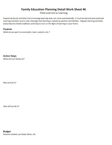 Family Activity Sheet - 9+ Examples, Format, Pdf