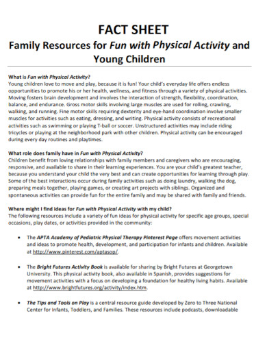 Family Activity Sheet - 9+ Examples, Format, Pdf