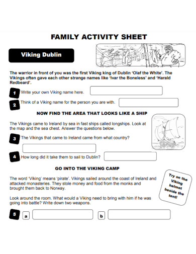Family Activity Sheet - 9+ Examples, Format, Pdf