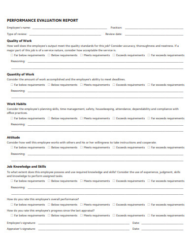 Performance Evaluation Report - 10+ Examples, Format, Pdf | Examples
