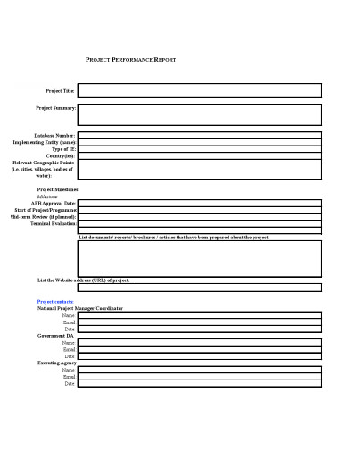 Project Performance Report - 10+ Examples, Format, Pdf | Examples