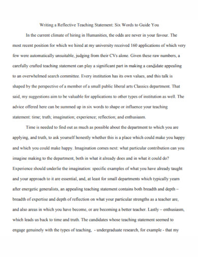 Reflective Teaching Statement - 5+ Examples, Format, Pdf | Examples