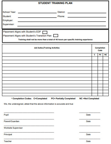 Student Training Plan - 10+ Examples, Format, Pdf | Examples