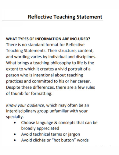 Reflective Teaching Statement - 5+ Examples, Format, Pdf | Examples